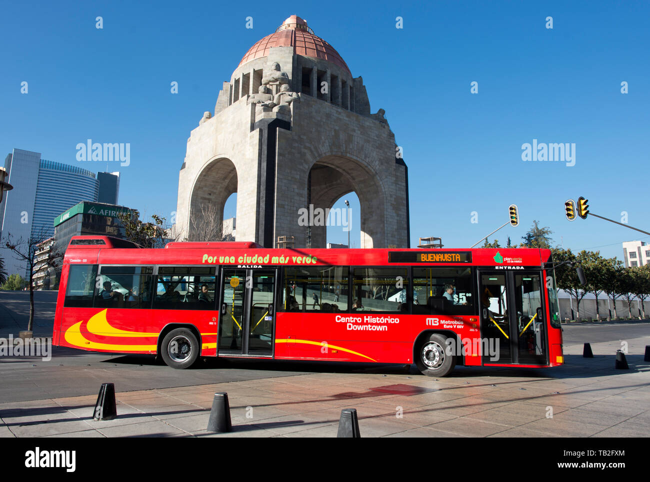 Metrobus publica transportation in the Centro Historico of Mexico City ...