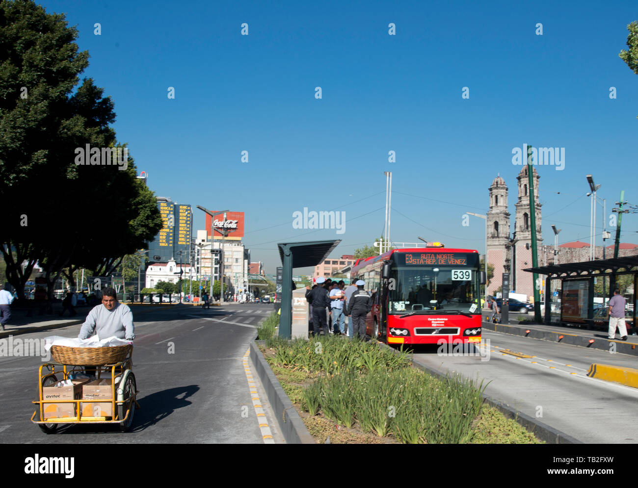 Metrobus publica transportation in the Centro Historico of Mexico City ...