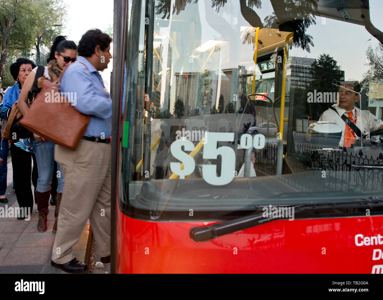 Metrobus publica transportation in the Centro Historico of Mexico City ...