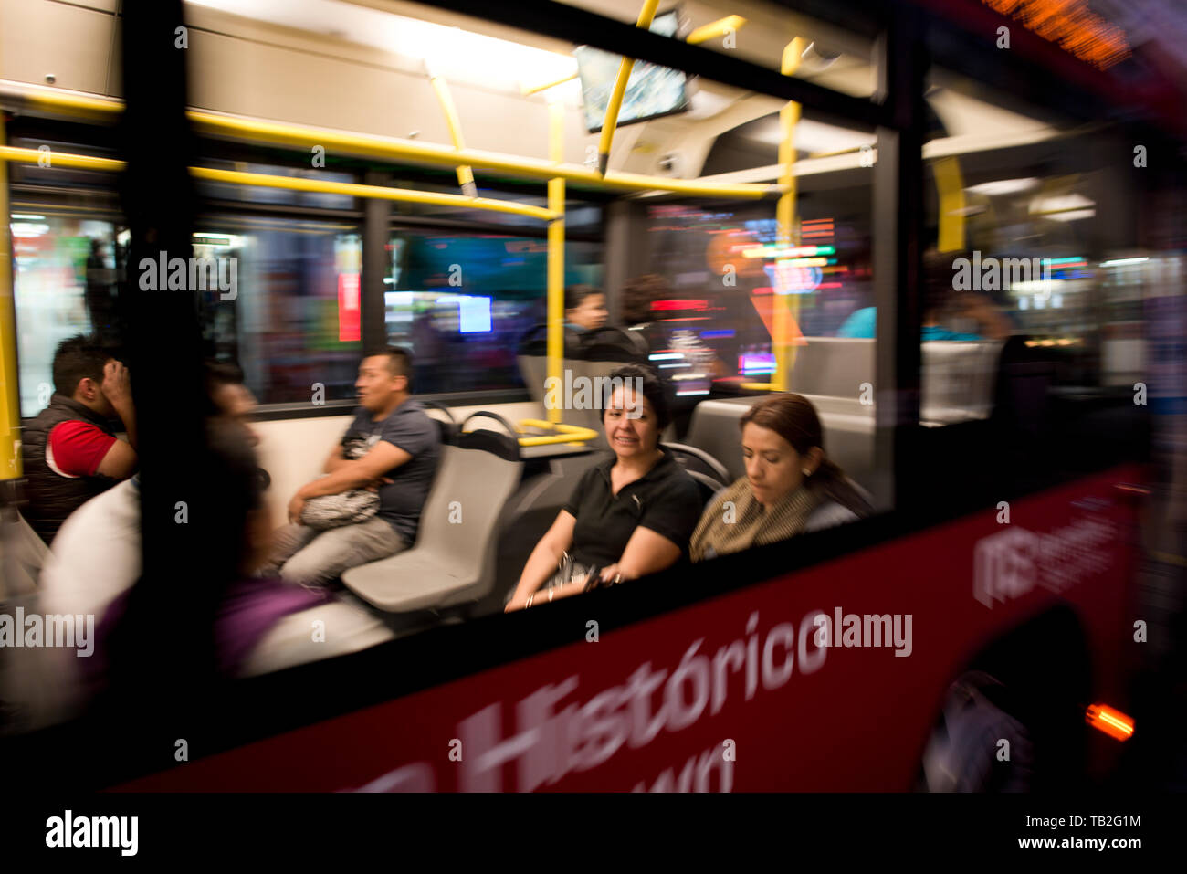 Metrobus public transportation in the Centro Historico of Mexico City ...