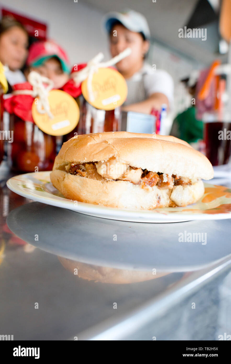 Castacan (pork) torta at Wayan'e taco stand in Merida, Yucatan, Mexico ...