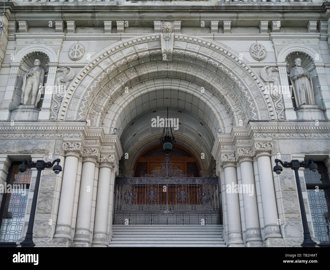 Entrance to the Victoria Legislature Building, Victoria, British ...