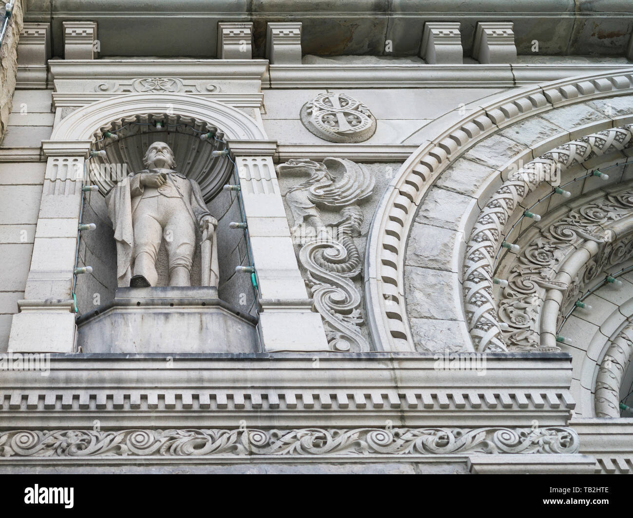 Architectural details at the entrance of Victoria Legislature Building ...
