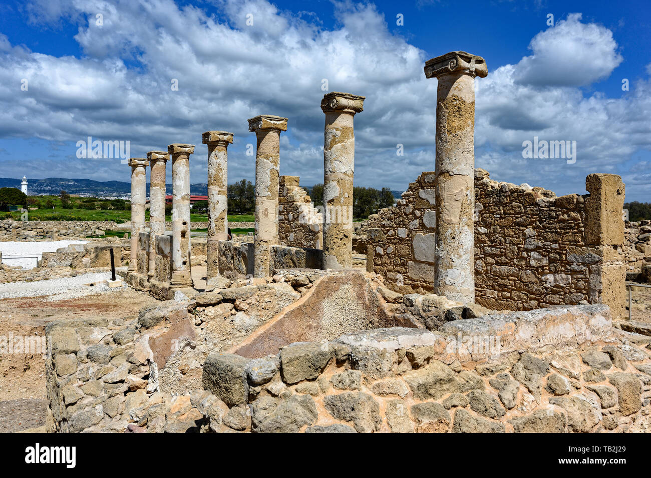 Columns in the Kato Paphos Archaeological Park in Cyprus Stock Photo ...