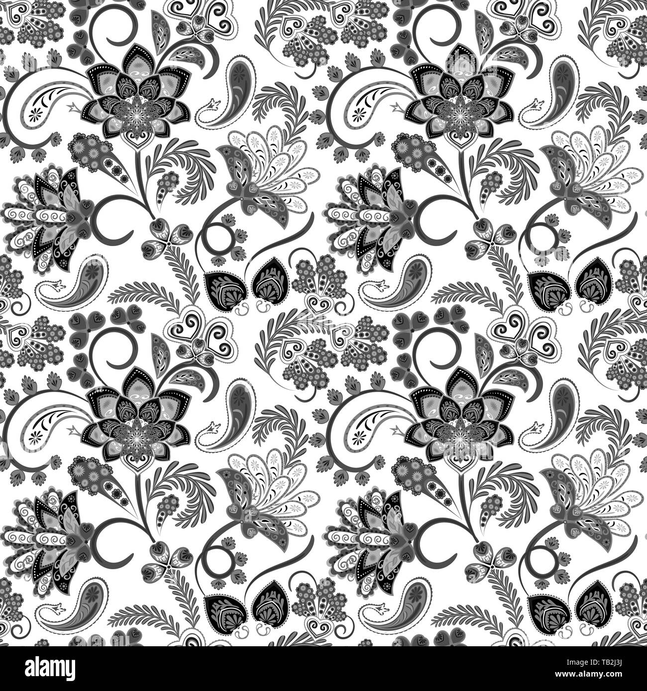 Paisley Seamless Pattern On Black Background Oriental Pattern Black