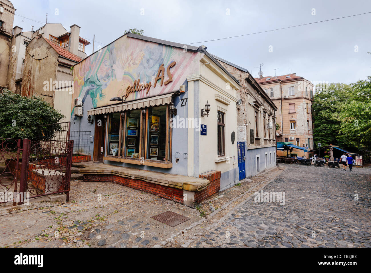 Belgrade, Serbia - June 16, 2018. Historic place Skadarlija with art ...