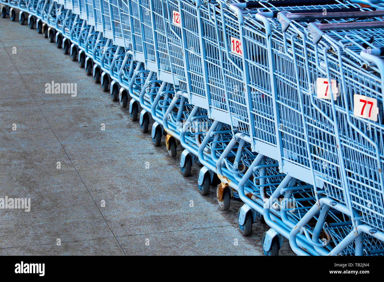 A row of shopping carts Stock Photo - Alamy
