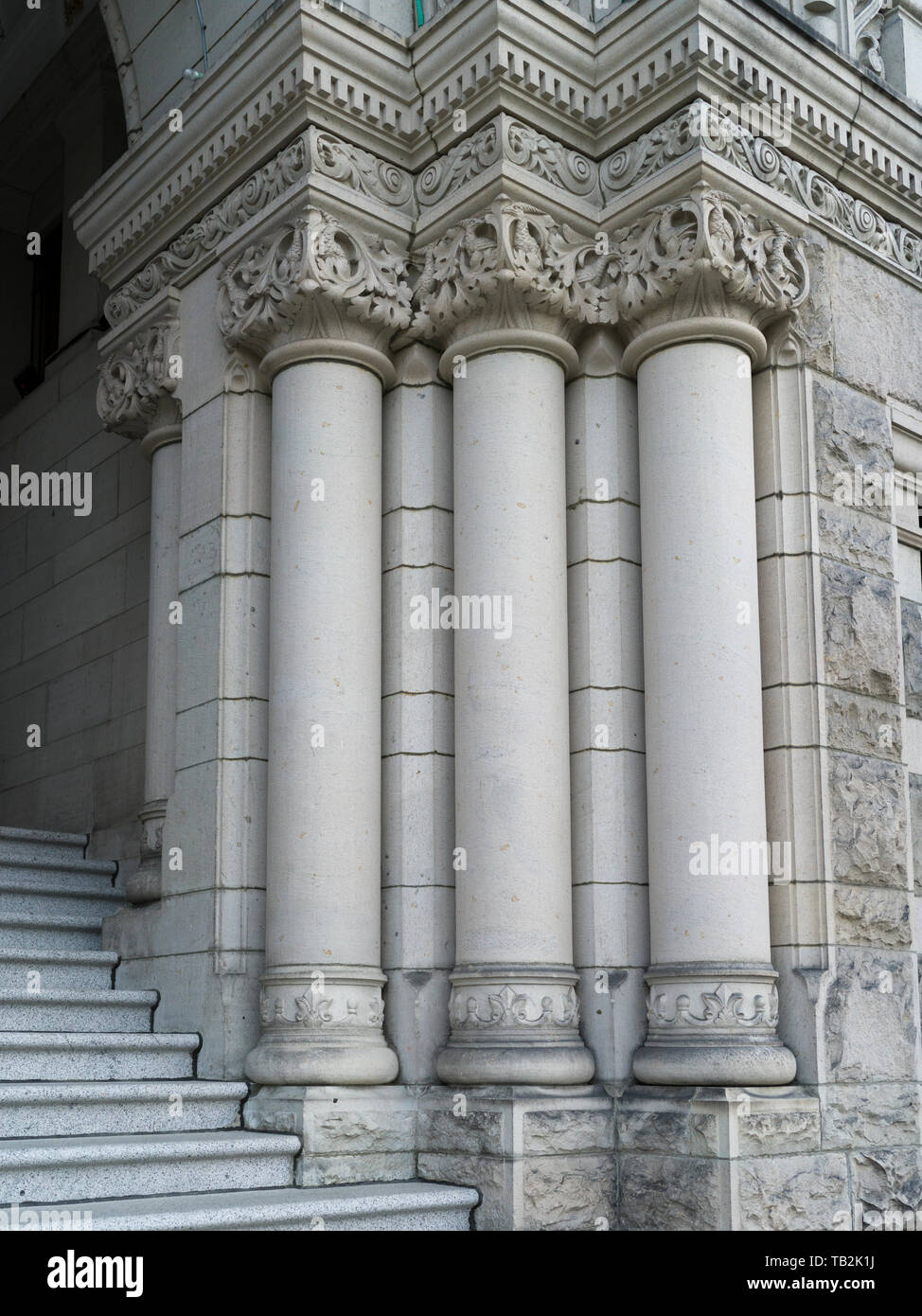Architectural details at the entrance of Victoria Legislature Building ...