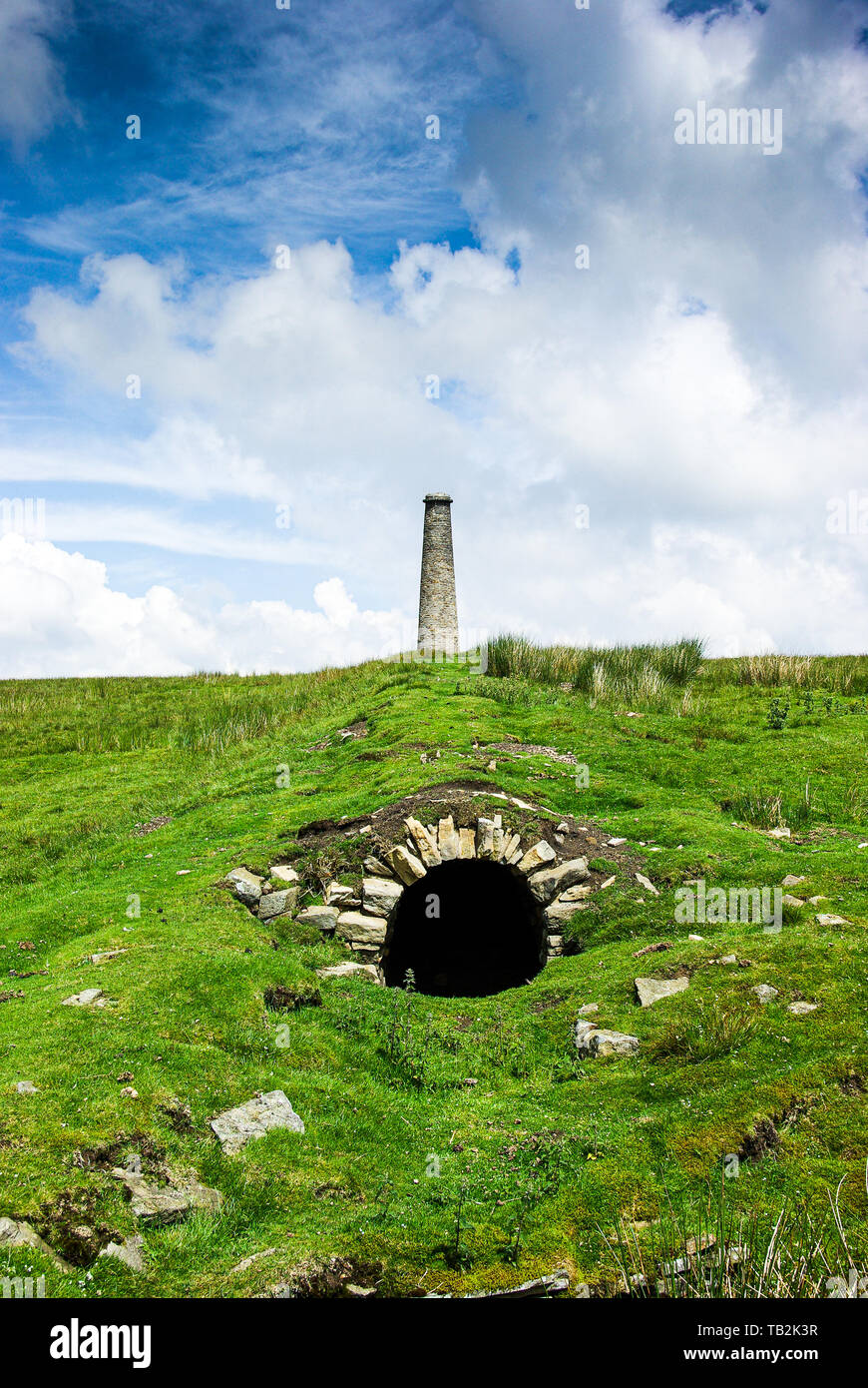 Cupola chimney and flue - Grassington moor lead mining field. Yorkshire ...