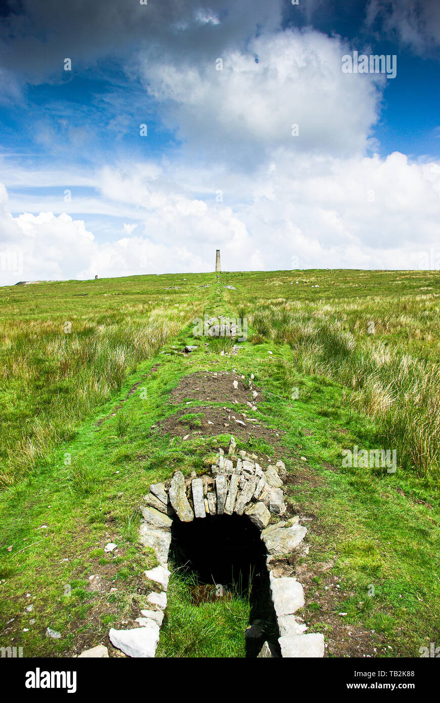Cupola chimney and flue - Grassington moor lead mining field. Yorkshire ...