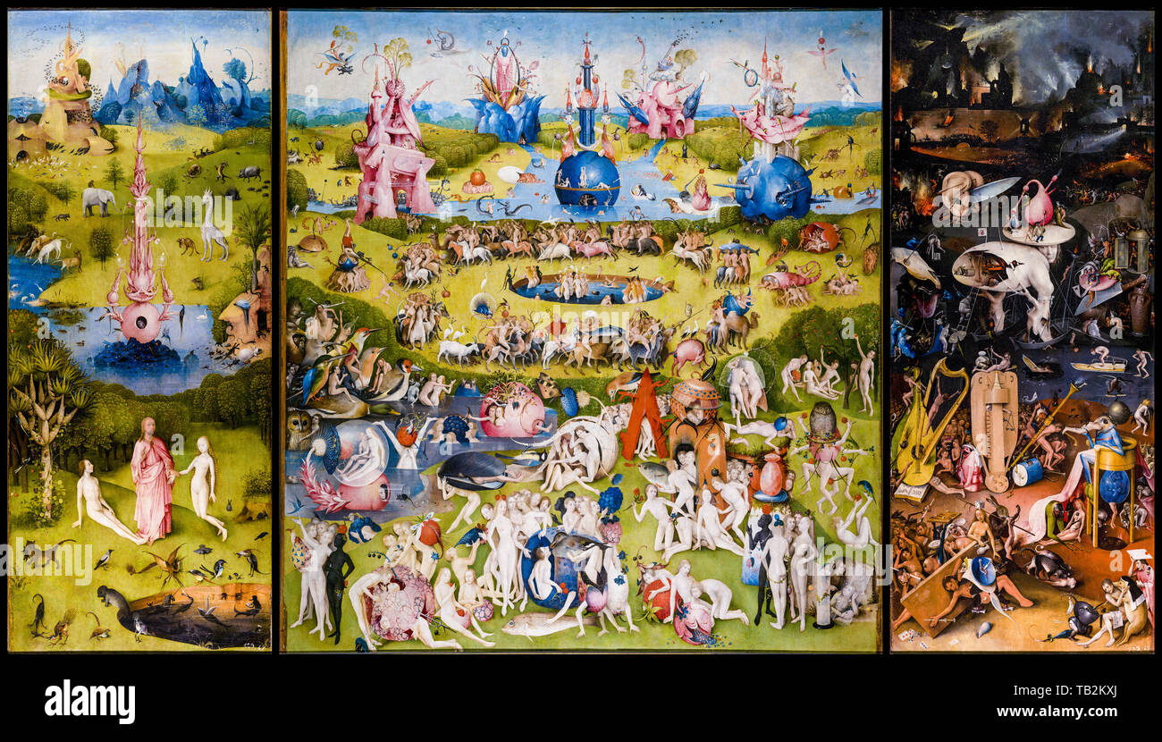Hieronymus Bosch, The Garden of Earthly Delights, triptych painting, circa 1480 Stock Photo - Alamy