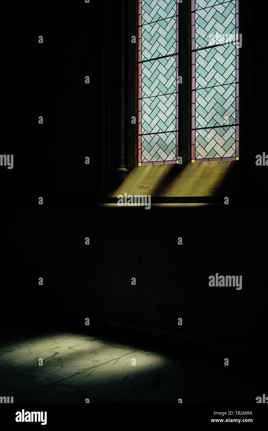 Light coming true a decorative window of a church Stock Photo - Alamy