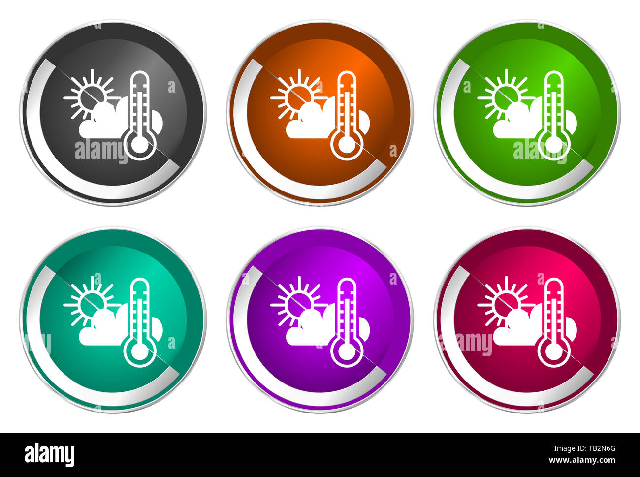 Weather forecast icon set, silver metallic web buttons Stock Photo - Alamy