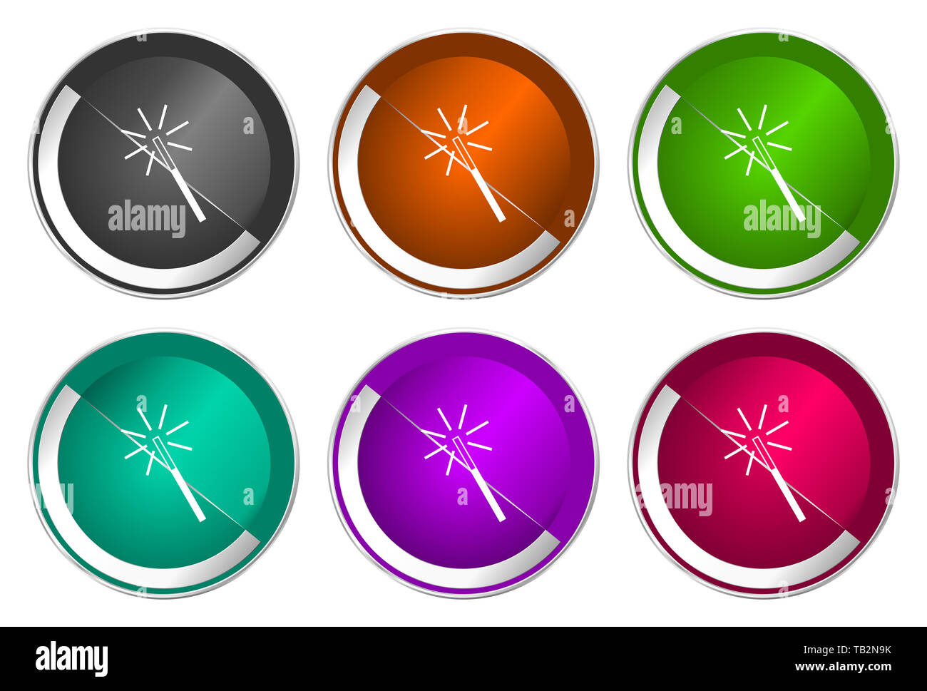 Magic wand icon set, silver metallic web buttons Stock Photo - Alamy