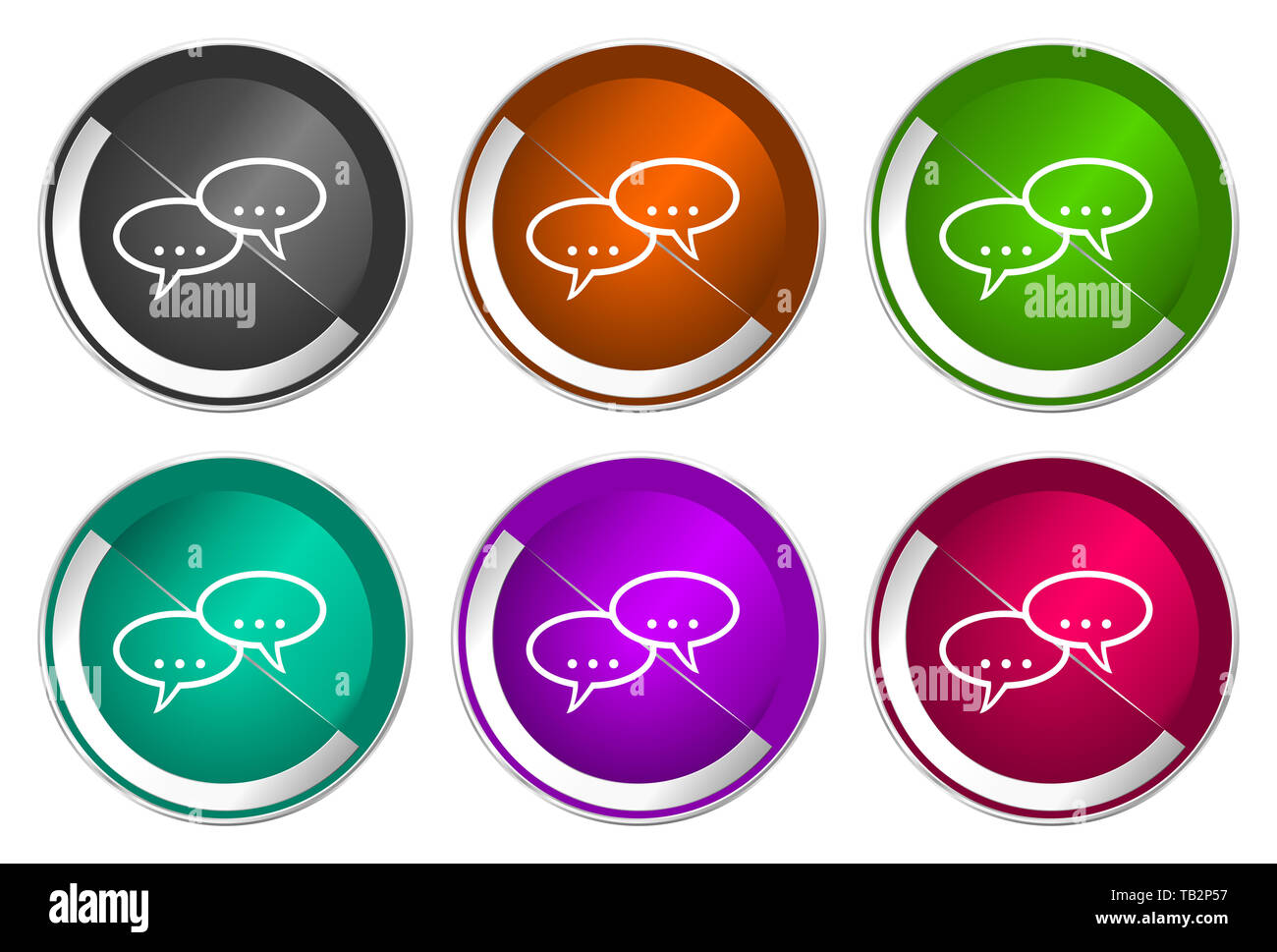 Forum icon set, silver metallic web buttons Stock Photo - Alamy