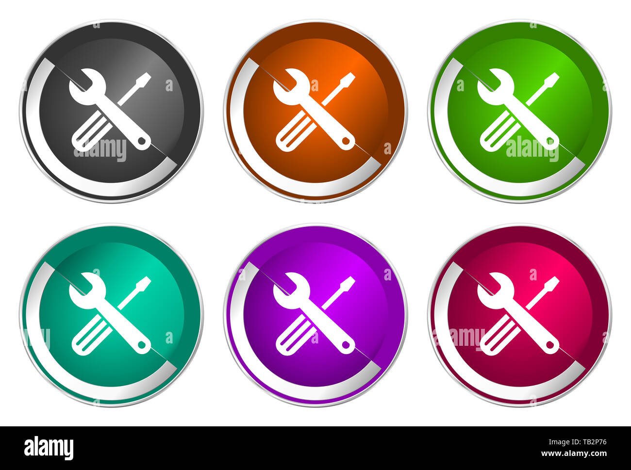 Tools icon set, silver metallic web buttons Stock Photo - Alamy