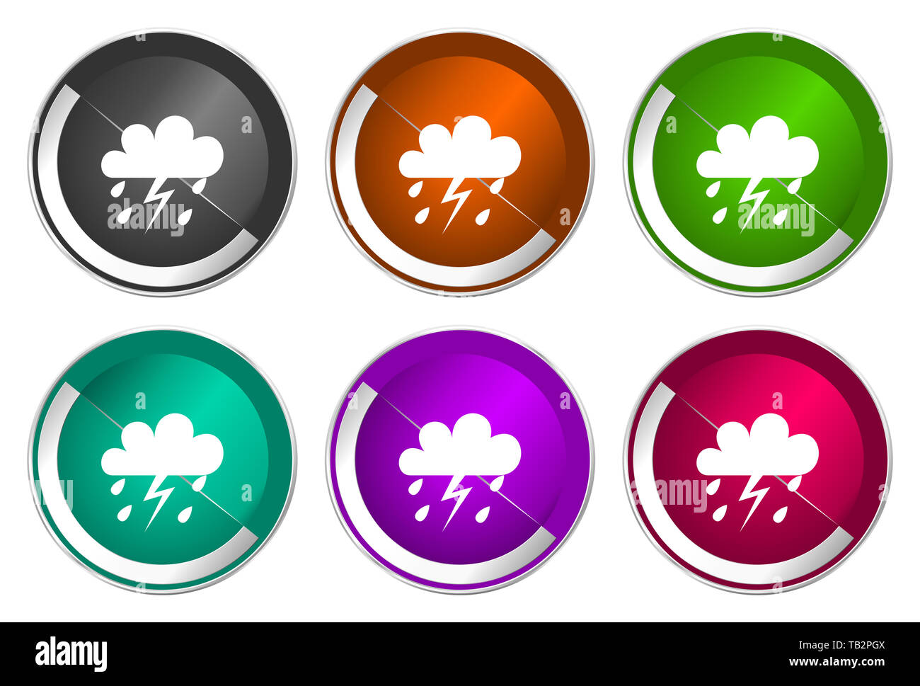 Storm icon set, silver metallic web buttons Stock Photo - Alamy