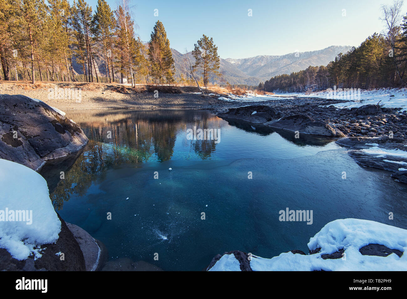 Crystal pure water of blue lake Stock Photo - Alamy