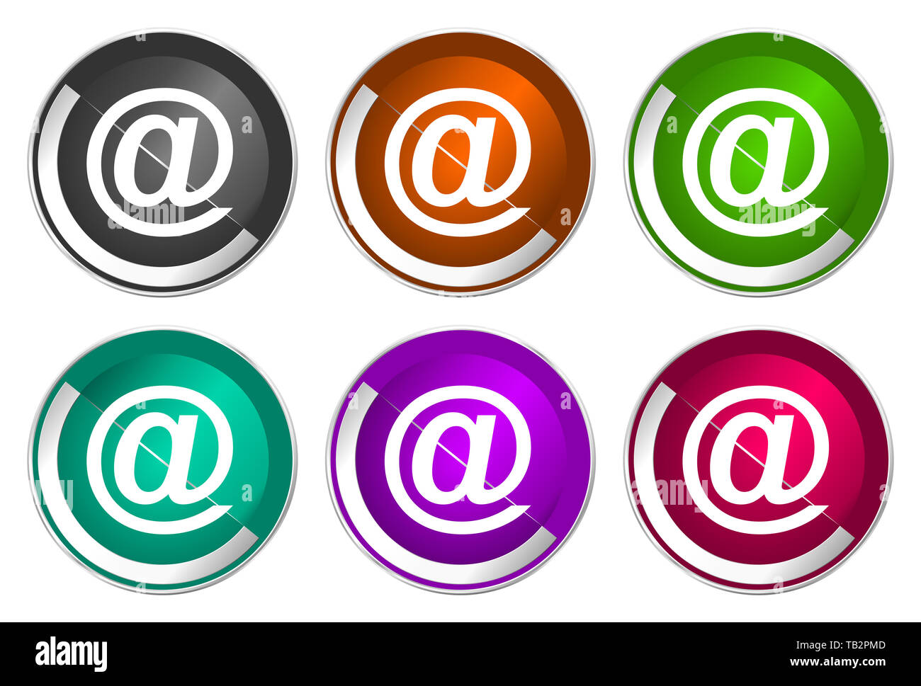 Email icon set, silver metallic web buttons Stock Photo - Alamy