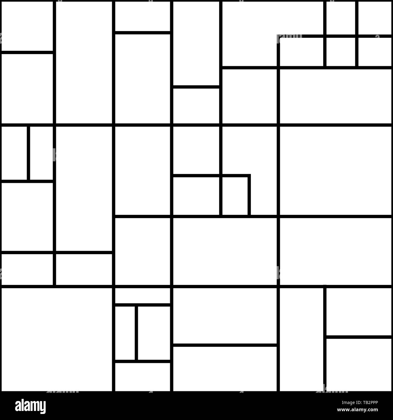Abstract geometric white rectangles with black outlines. Seamless ...