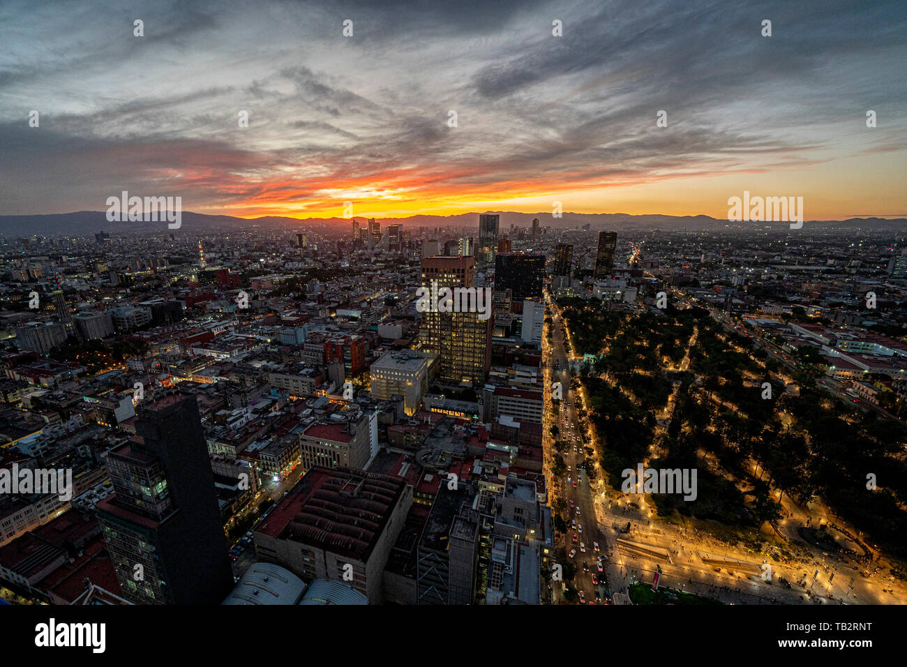 Mexico city aerial view panorama at night Stock Photo - Alamy