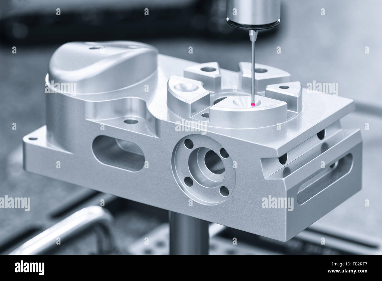 Operator inspection dimension metal parts by CMM after machining ...