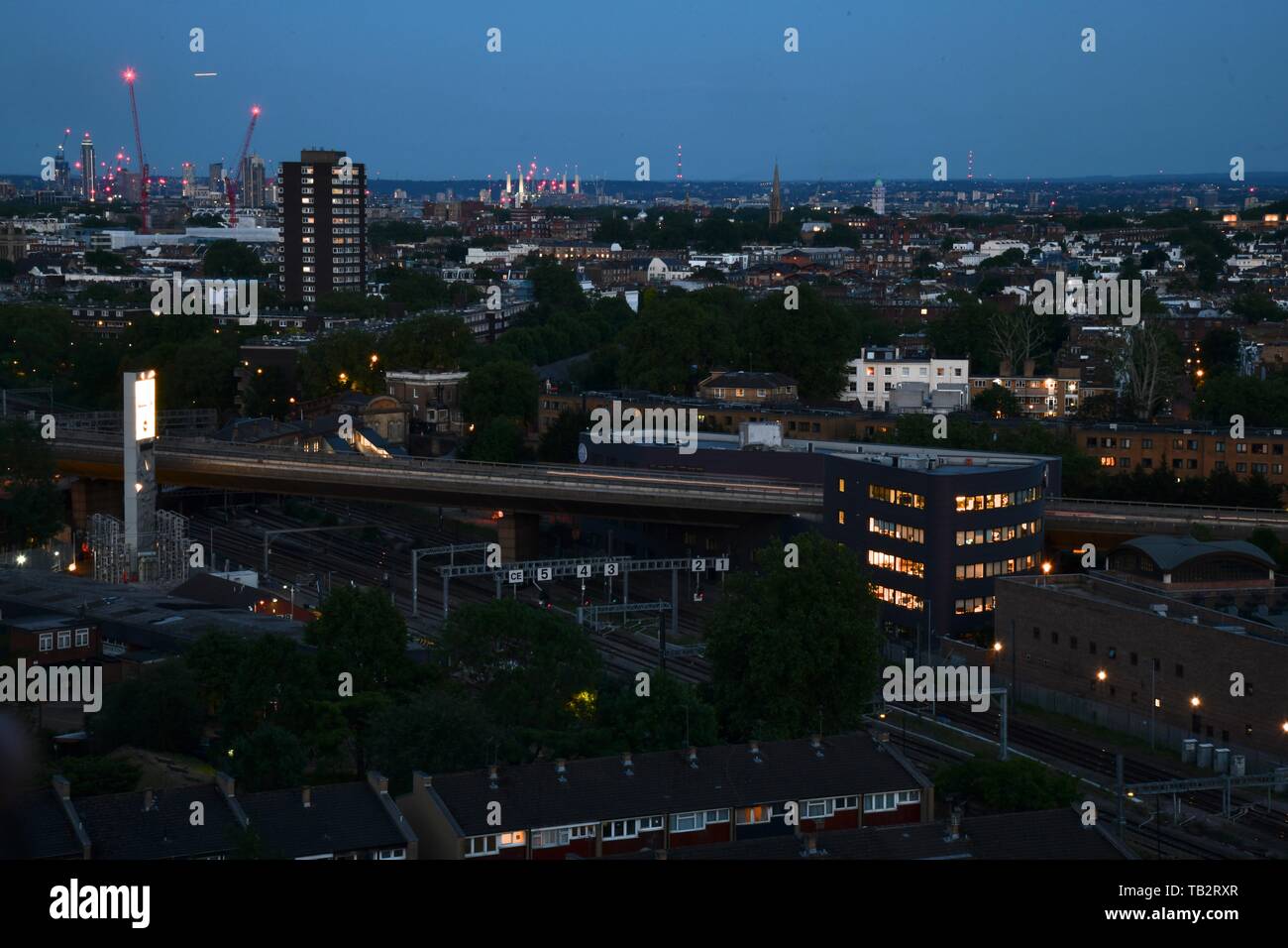 Views of west London at night from Trellick Tower Stock Photo - Alamy