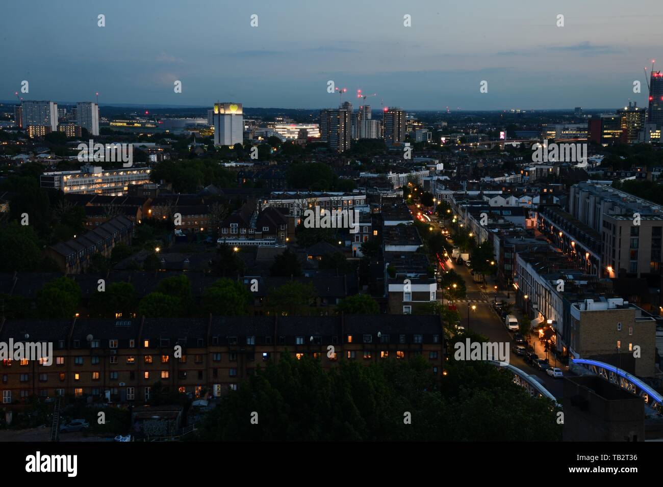 Views of west London at night from Trellick Tower Stock Photo - Alamy