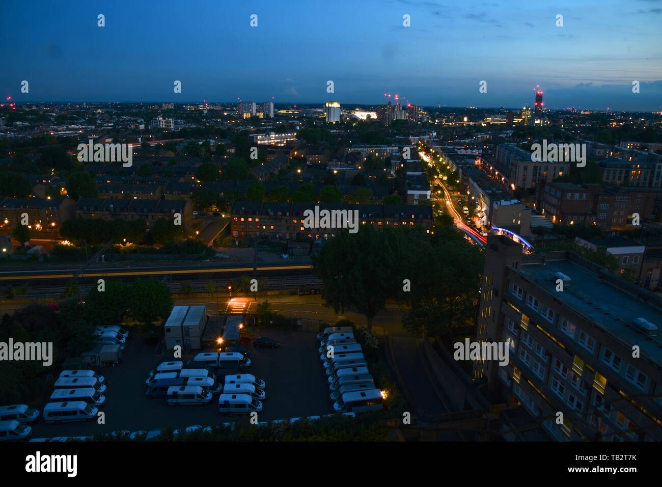 Views of west London at night from Trellick Tower Stock Photo - Alamy