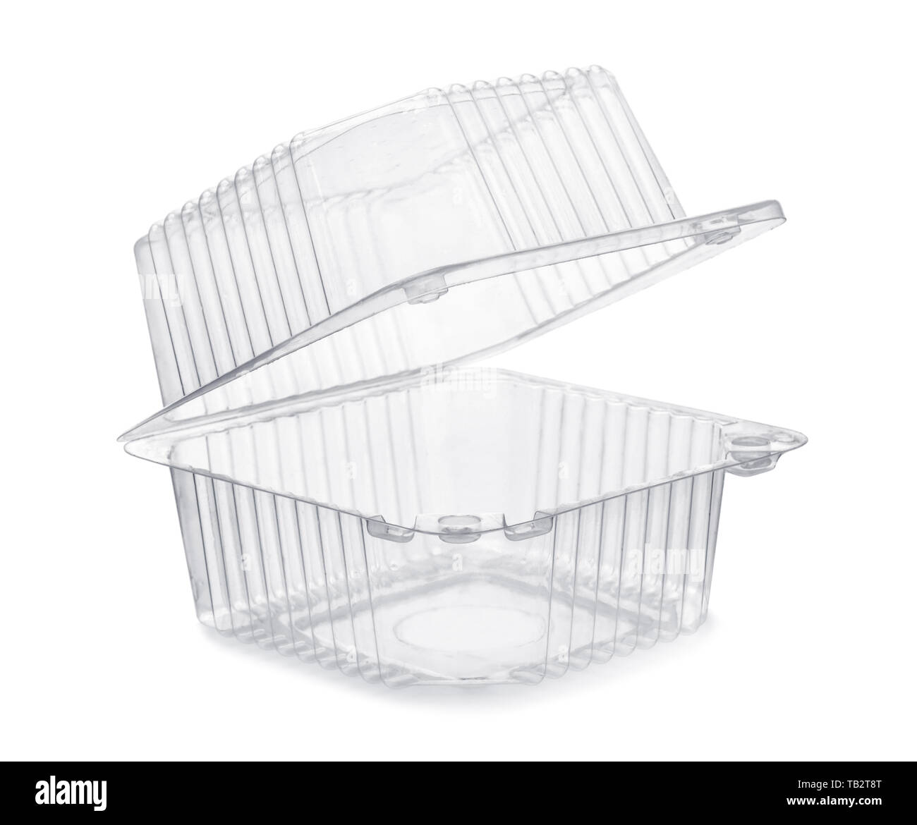 Open empty transparent plastic food container isolated on white Stock ...