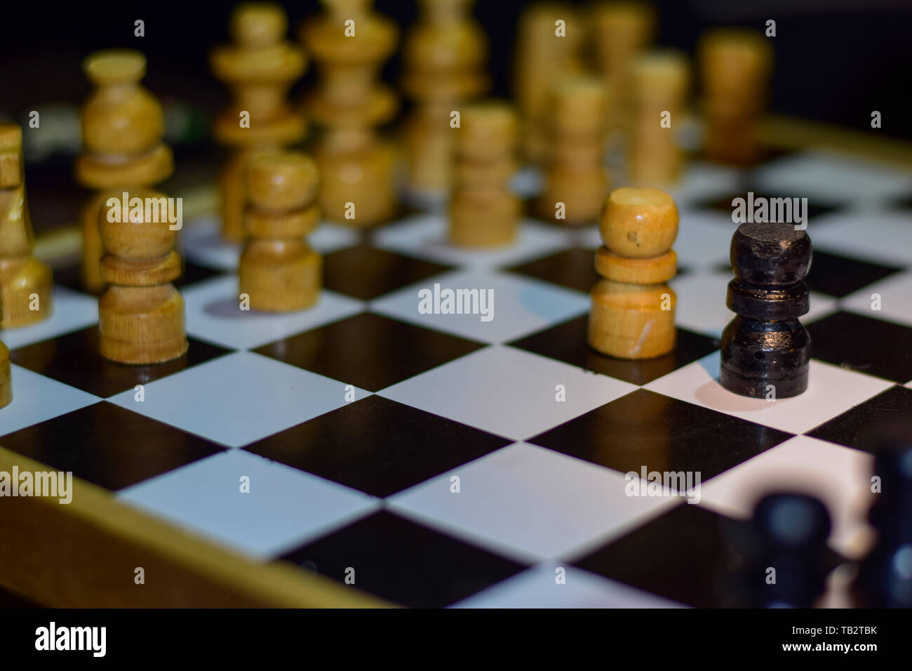 Chess game for ideas and competition and strategy. Photographed on a ...