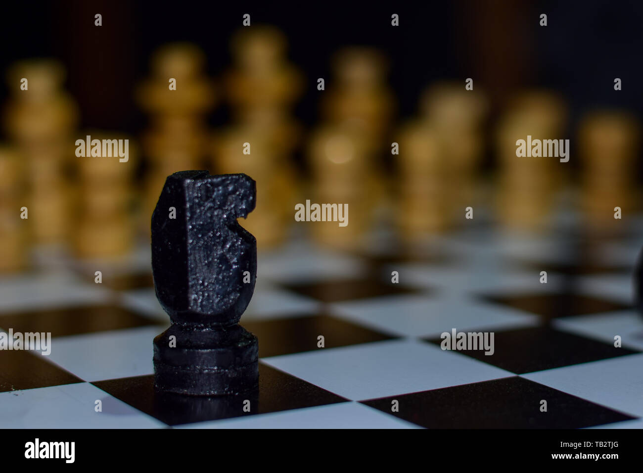 Chess game for ideas and competition and strategy. Photographed on a ...