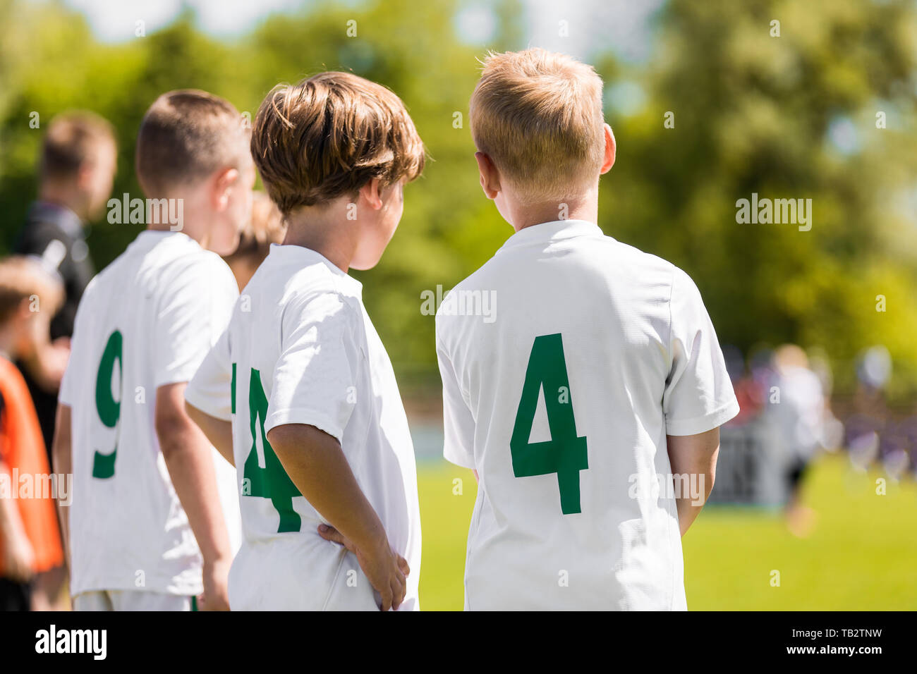 Children Sports Team Members. Junior Soccer Players on Substitution ...
