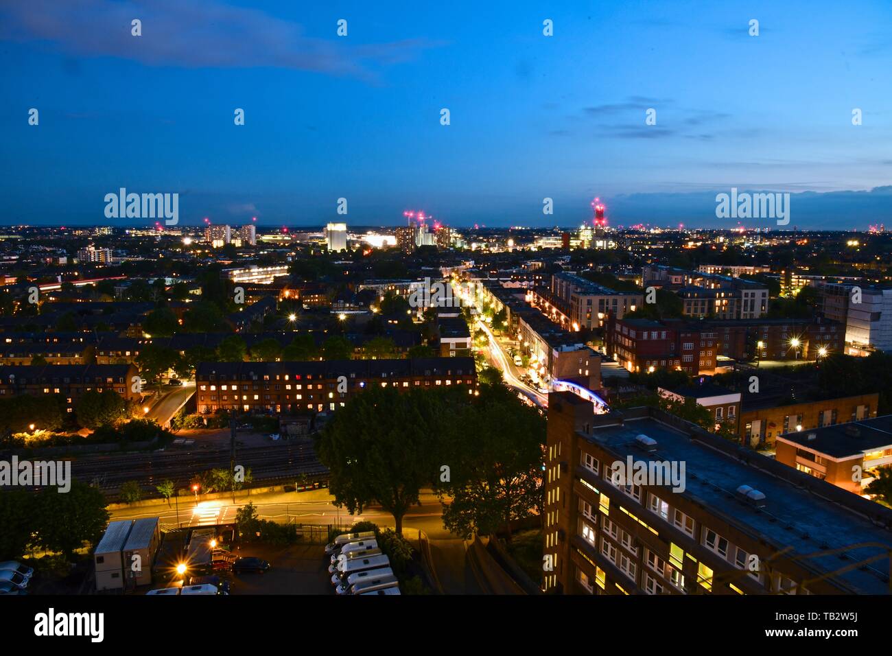 Views of west London at night from Trellick Tower Stock Photo - Alamy