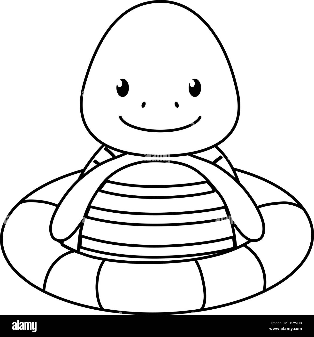 cute animal turtle enjoying summer time vacations holidays cartoon ...
