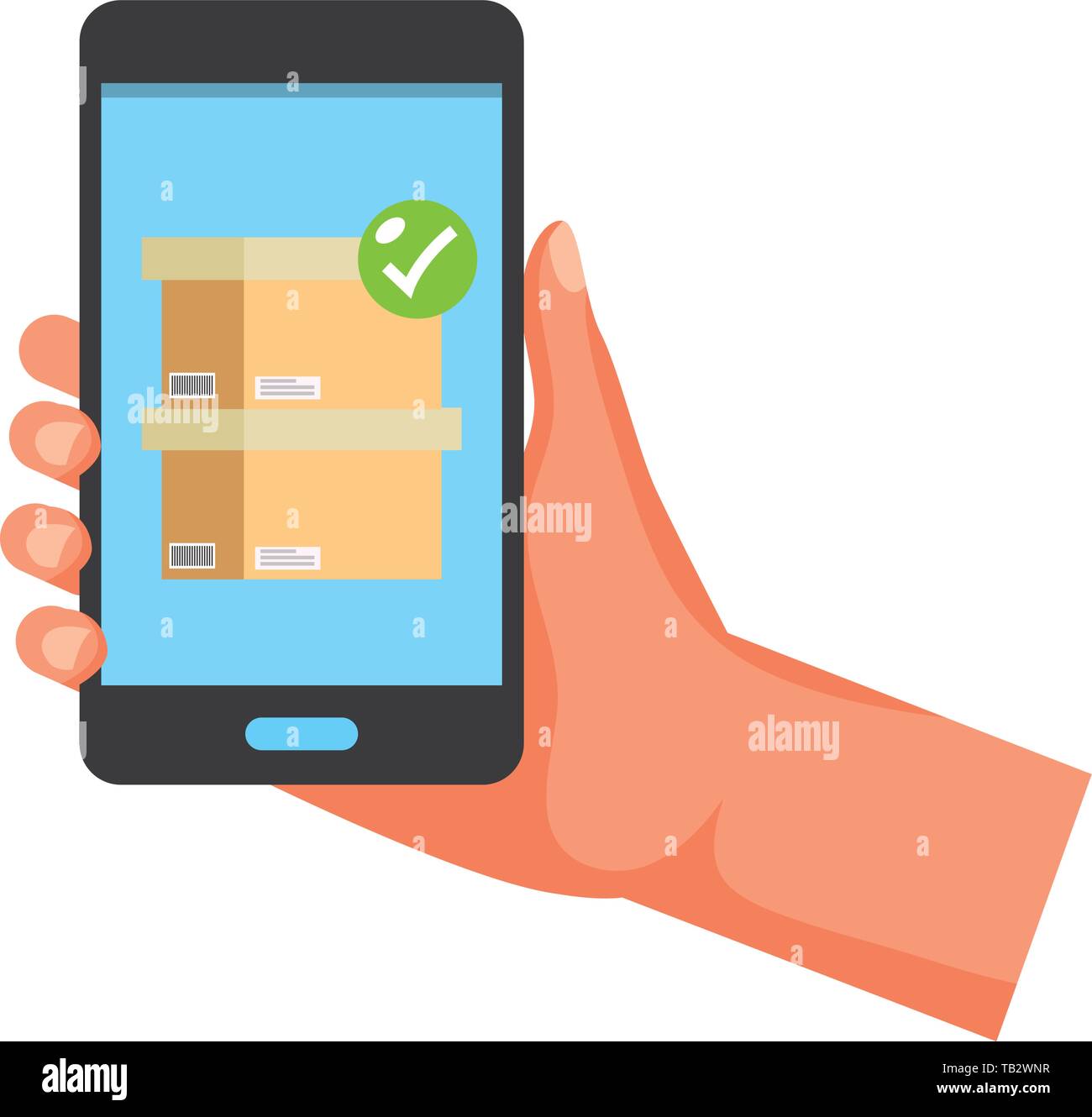 technology device modern smartphone wih boxes cartoon vector ...