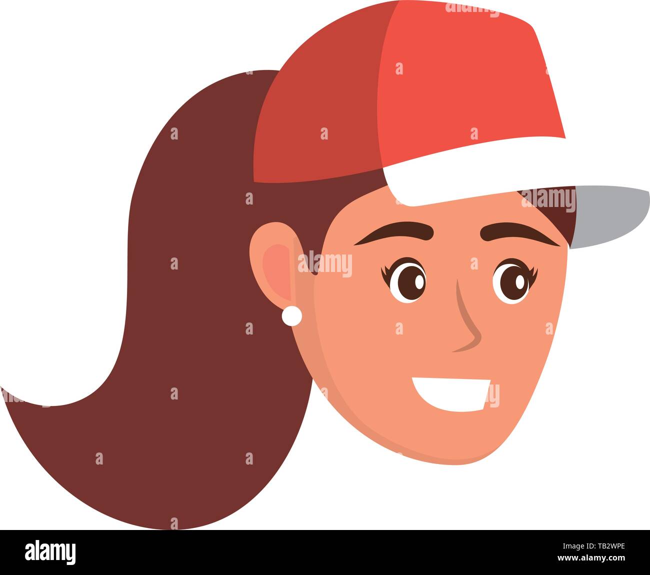 young woman face wearing cap isolated cartoon vector illustration ...
