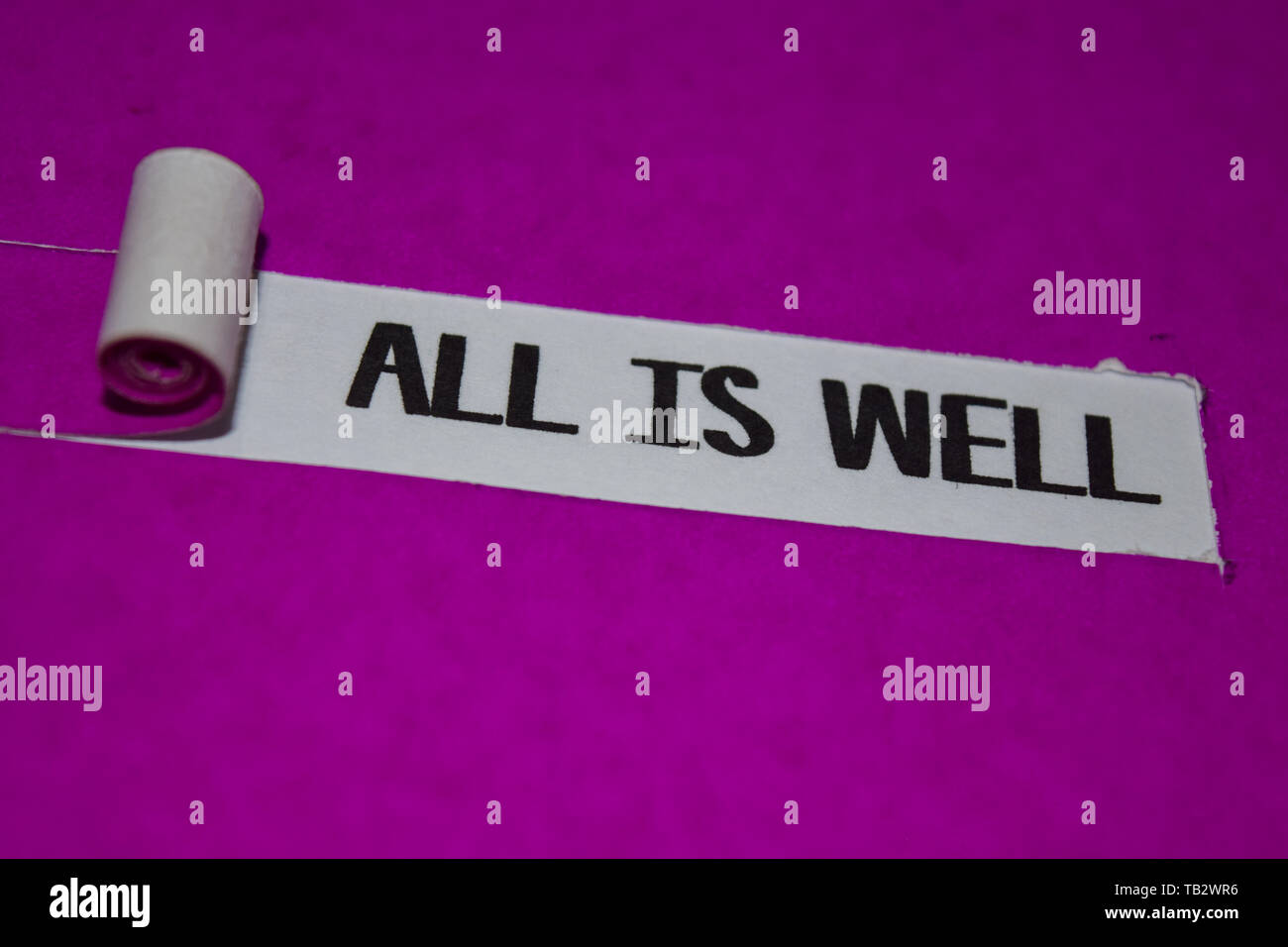 All is Well text, Inspiration and positive vibes concept on purple torn ...