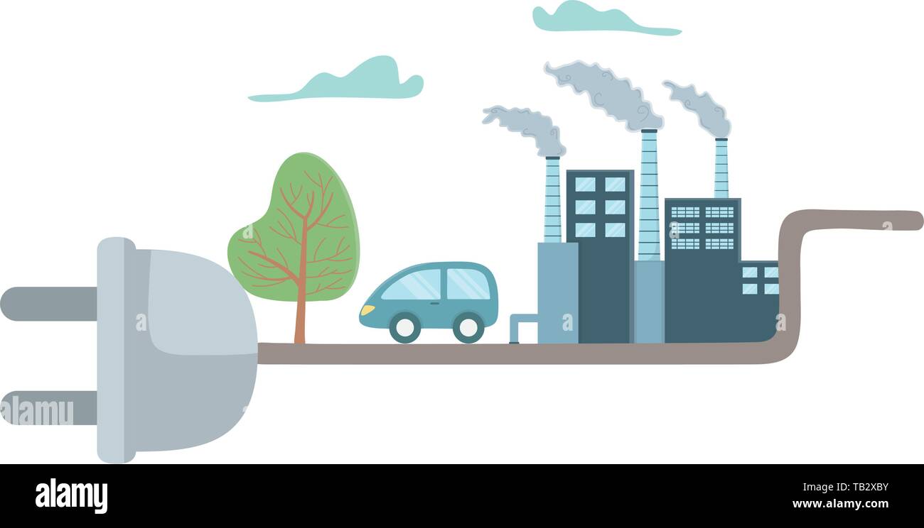 Factory and icon set design, Eco city save planet think green and ...