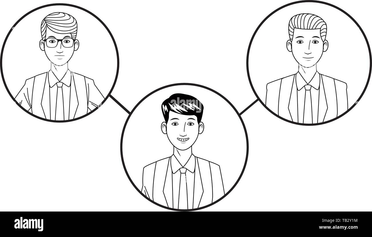 businessmen avatar profile picture in round icons black and white Stock ...