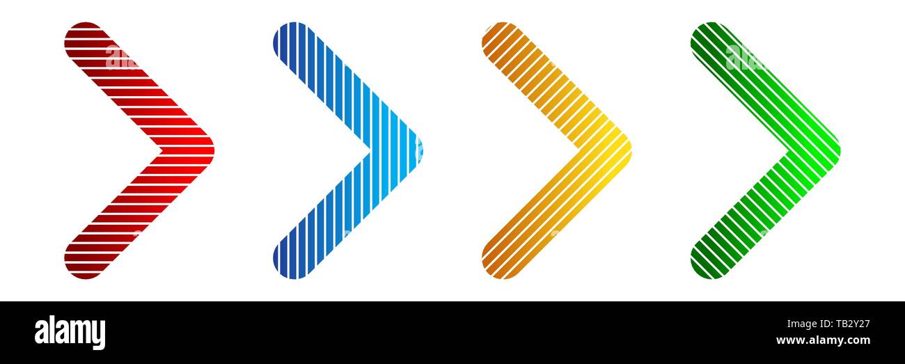 Set of color striped arrows. Vector illustration. Abstract arrows ...