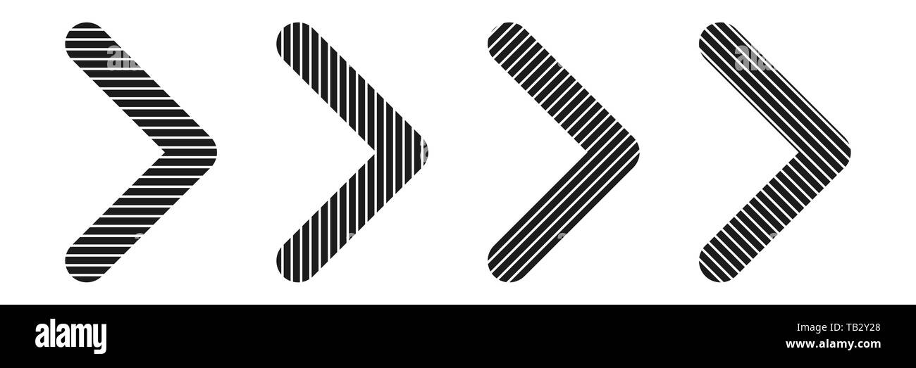 Set of black striped arrows. Vector illustration. Abstract arrows ...