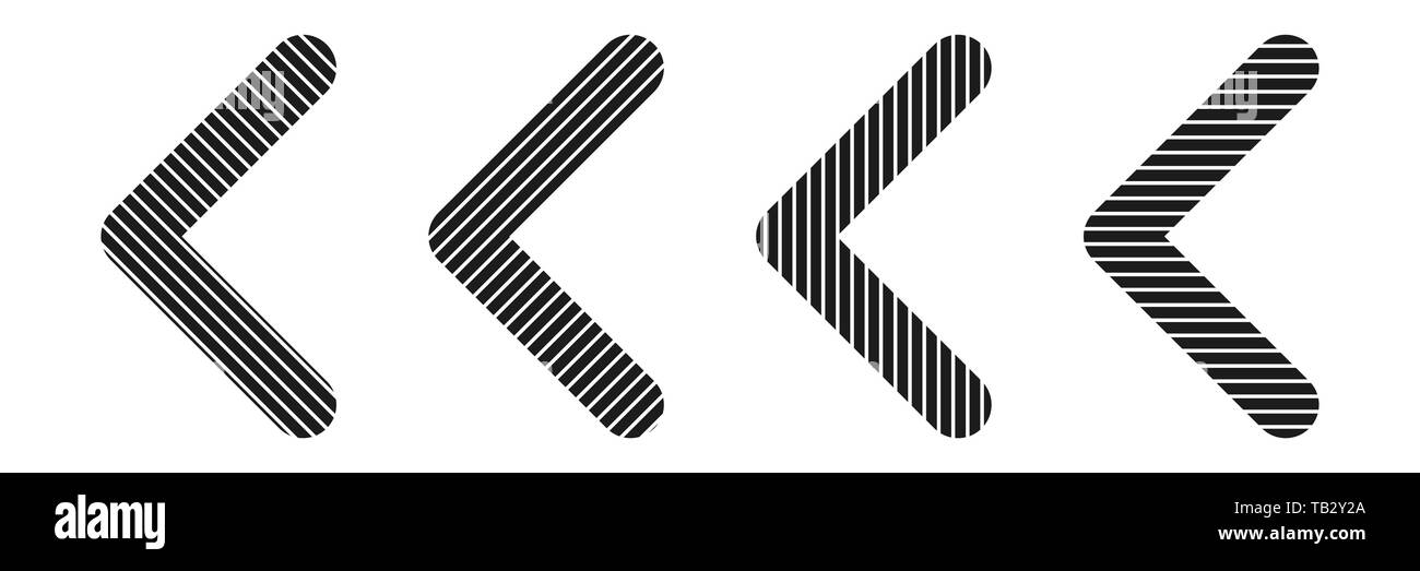 Set of black striped arrows. Vector illustration. Abstract arrows ...