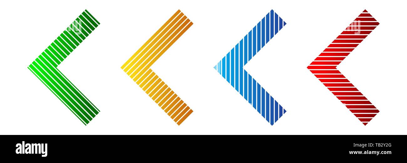 Set of color striped arrows. Vector illustration. Abstract arrows ...