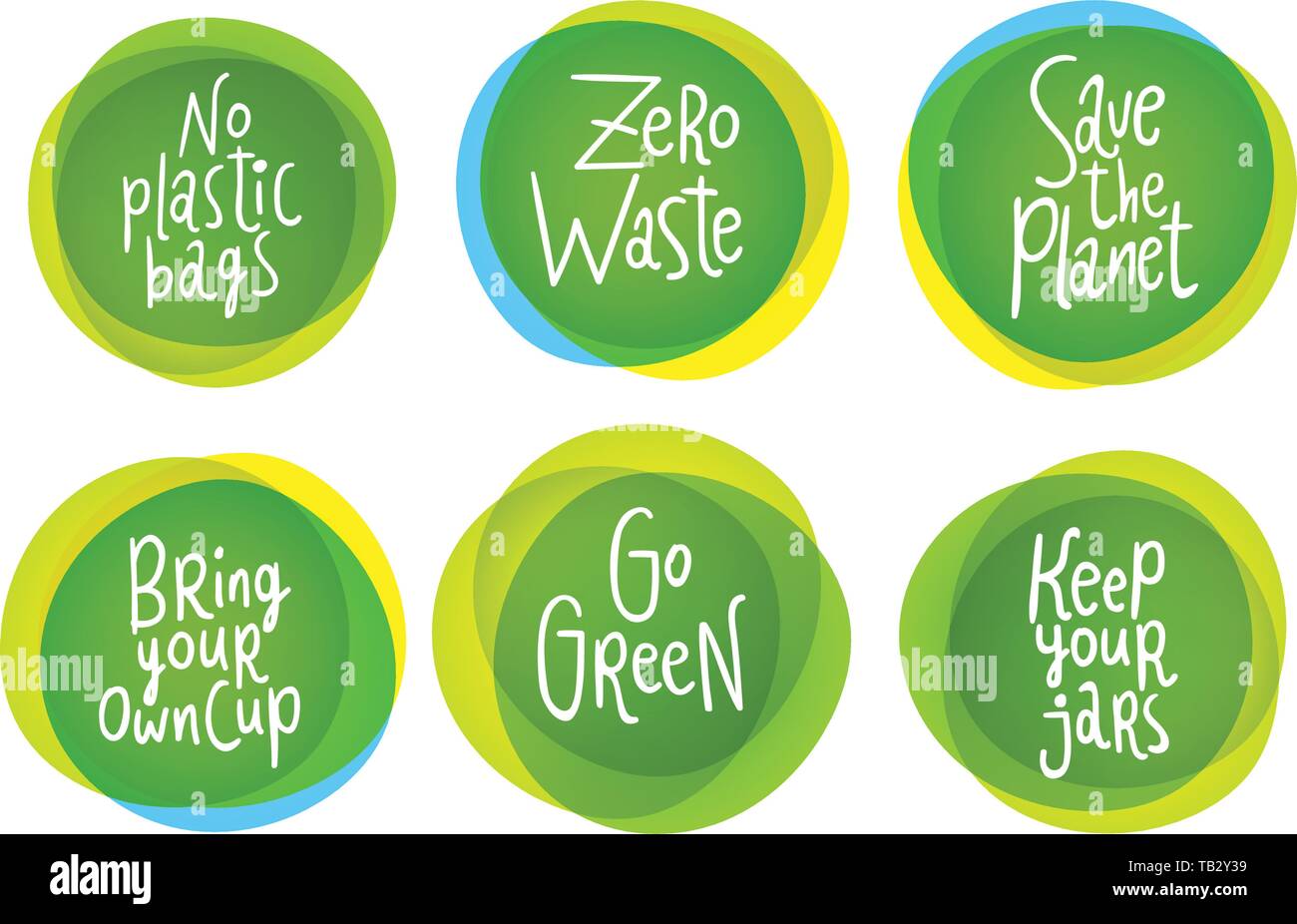 Go green lifestyle style vector labels set with six stickers Stock ...