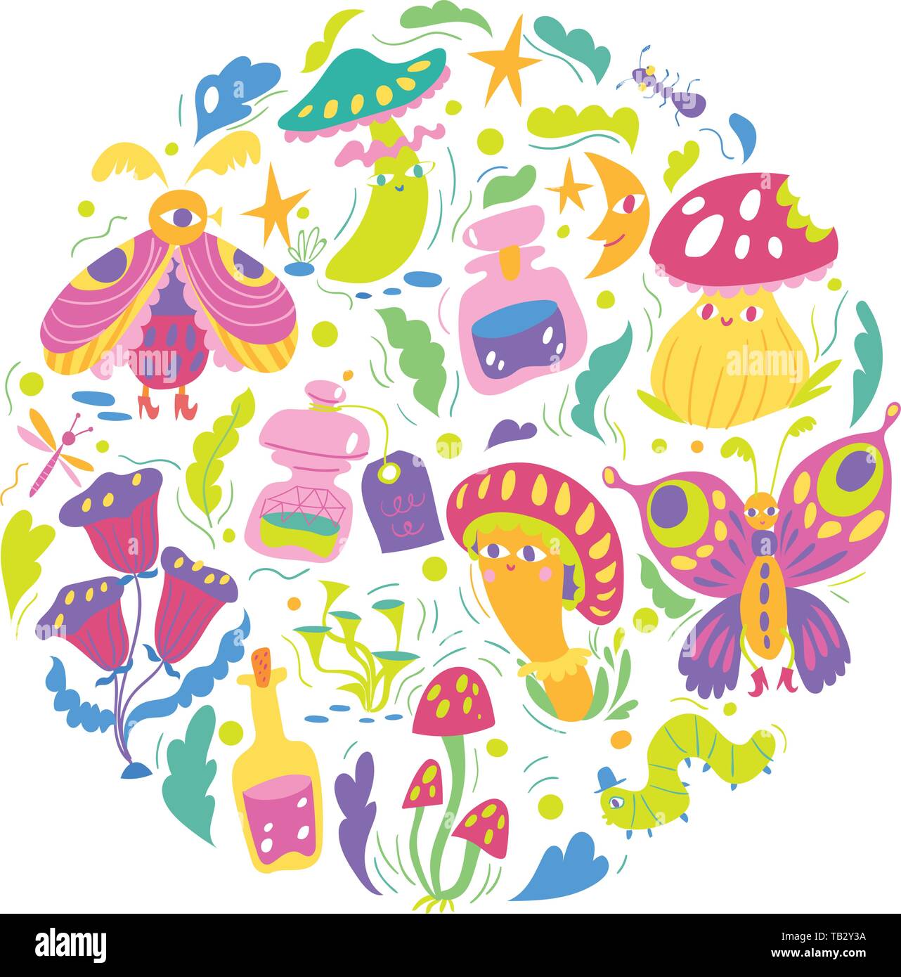 Fantasy design with vector wonderland cute elements Stock Vector Image ...