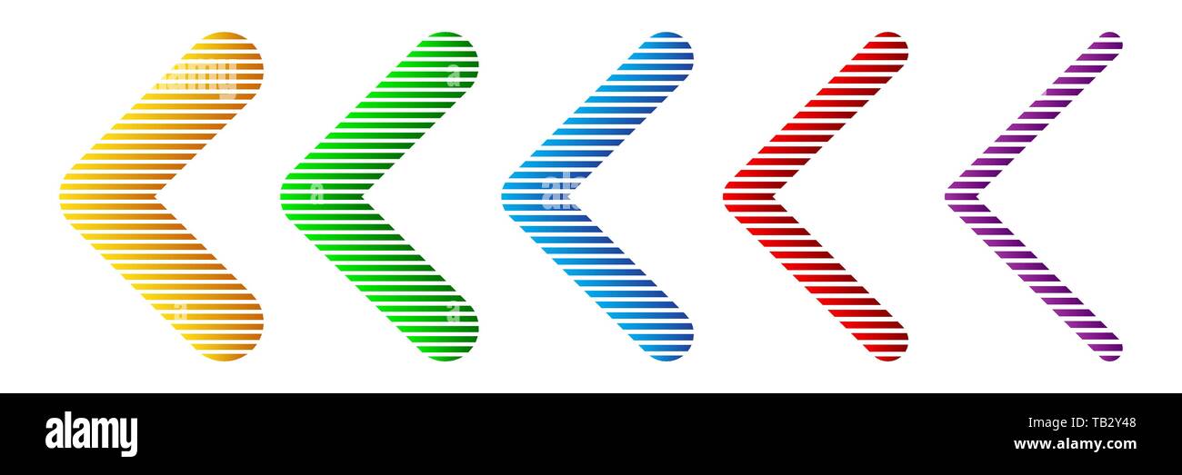 Set of color striped arrows. Vector illustration. Abstract arrows ...