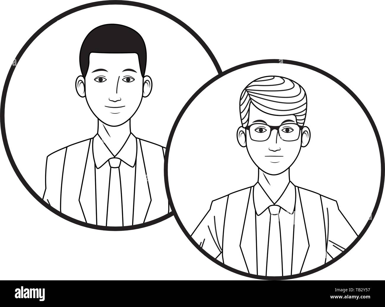 businessmen avatar profile picture in round icons black and white Stock ...