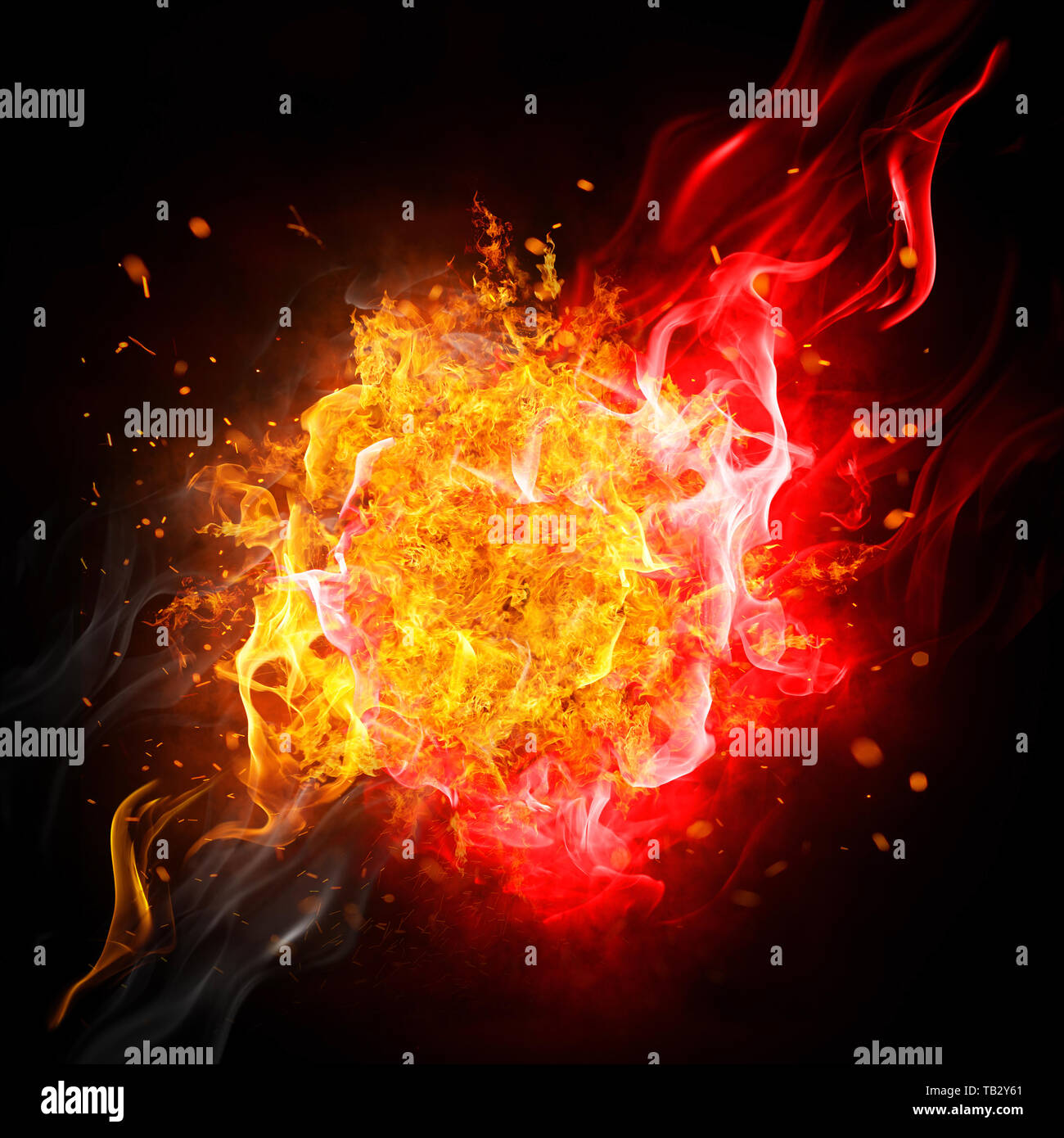 Fire effect isolation over black background Stock Photo - Alamy
