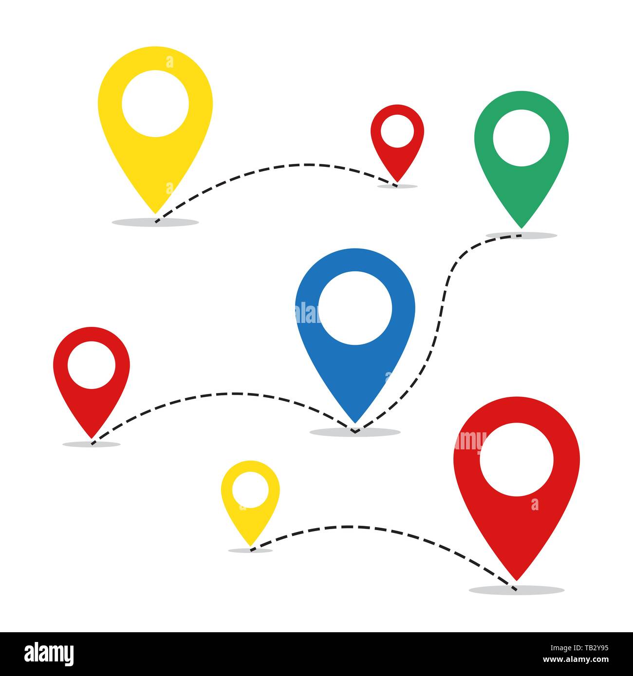 Path icon in flat style. Vector illustration. Route, way or track symbol. Pin, location symbol ...